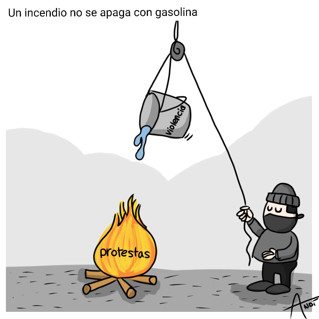 [Caricatura] Un incendio no se apaga con gasolina